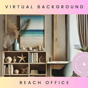 Beach Themed Office Virtual Wallpaper Zoom Meeting Seashells Ocean ...