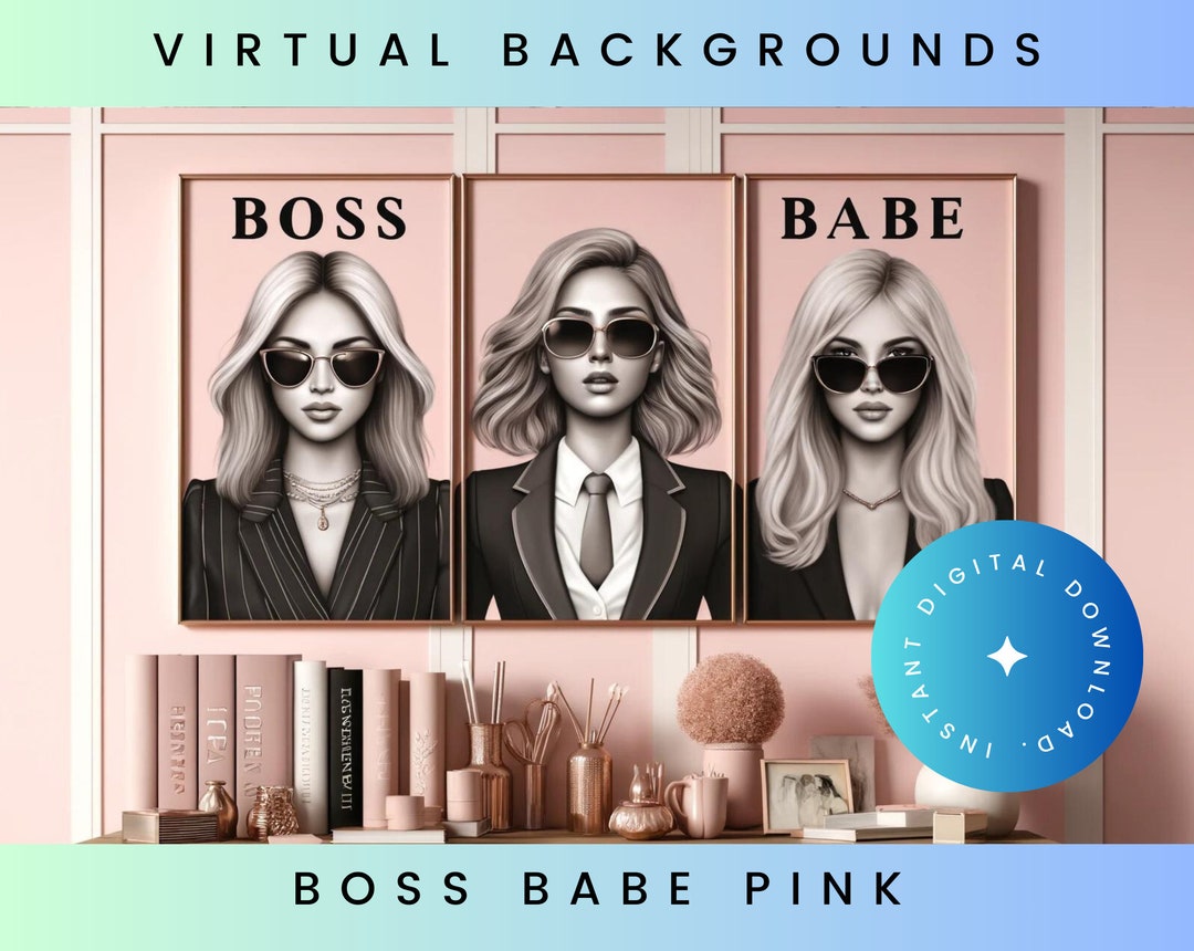 Boss Babe Pink Zoom Backgrounds, Boss Babe Decor, Zoom Background, Zoom ...