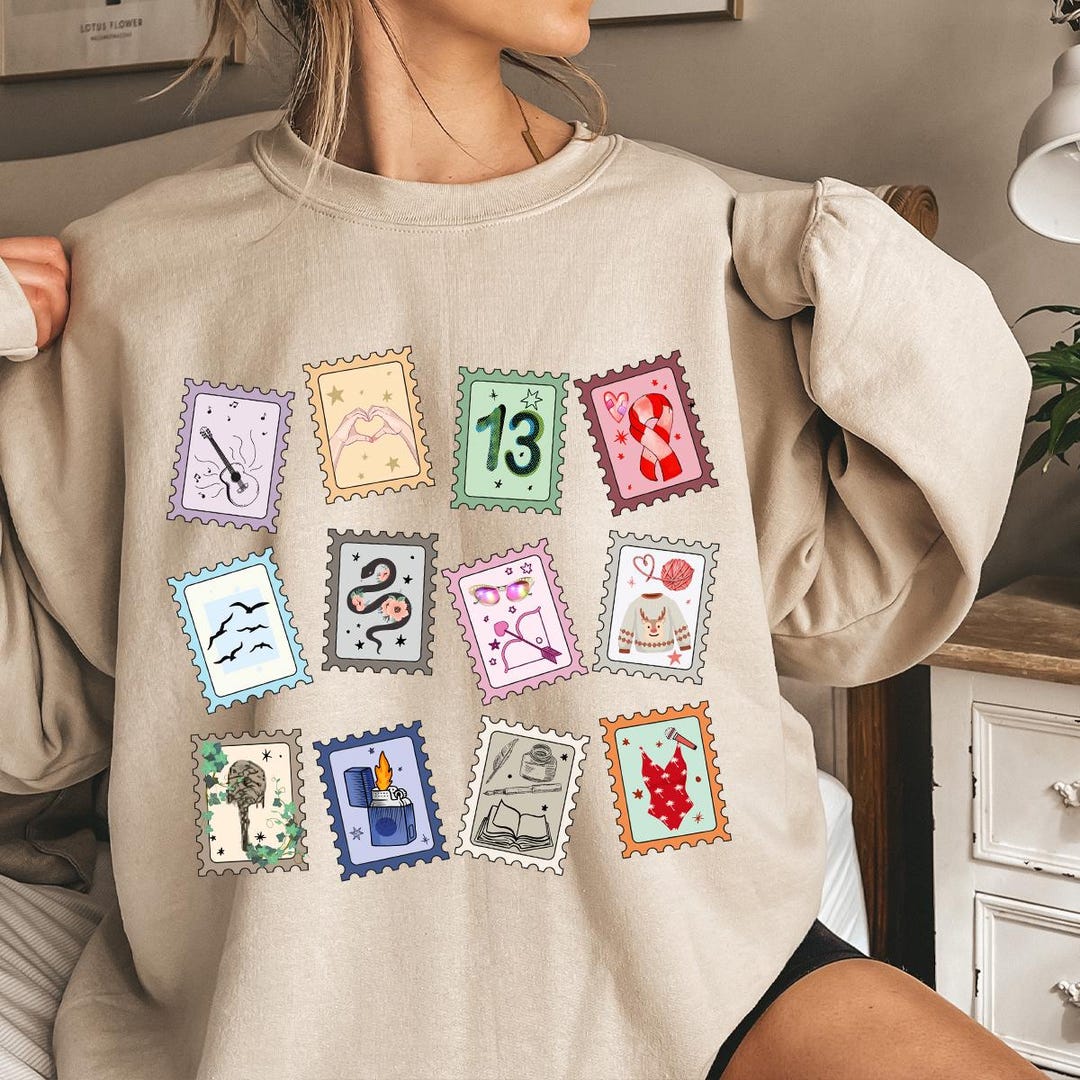 Music Stamps Sweatshirt, Crewneck Sweatshirt, Cute Album Symbols ...