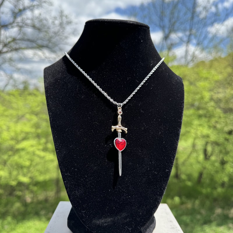 Heart and Sword Necklace - Etsy