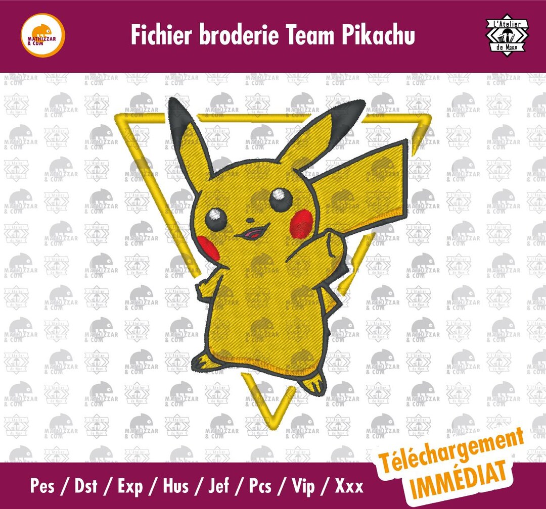 Pikachu Embroidery File, Hijacking the Pokémon GO Team Logo - Etsy