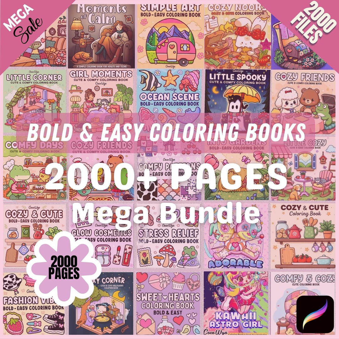 2000 Coloring Pages Mega Bundle, Coloring Book Bundle, Girl Moments ...