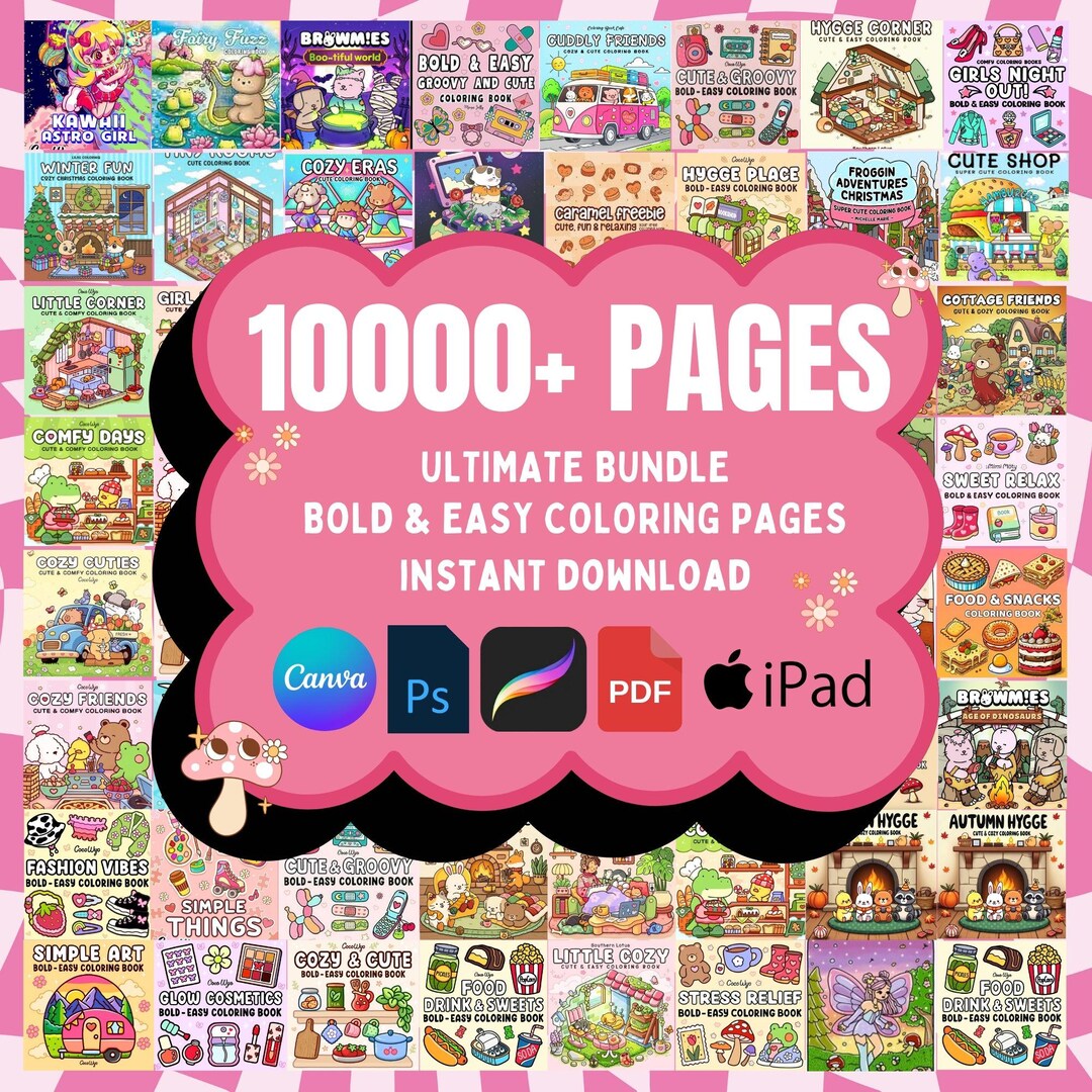 10000+ Coloring Pages Mega Bundle - 100+ Coloring Books - Bold and Easy ...