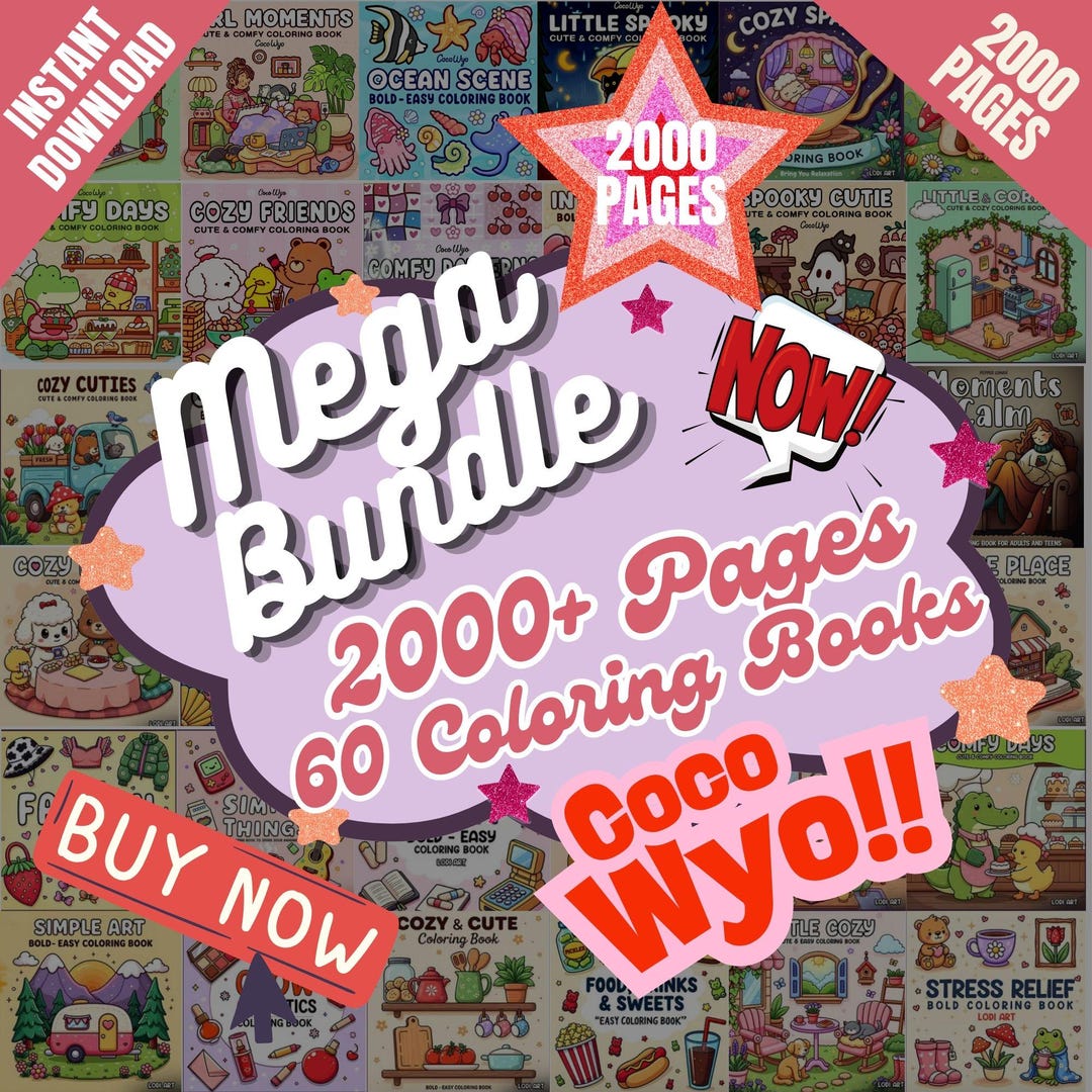 2000 Coloring Pages Mega Bundle, Coloring Book Bundle, Girl Moments ...