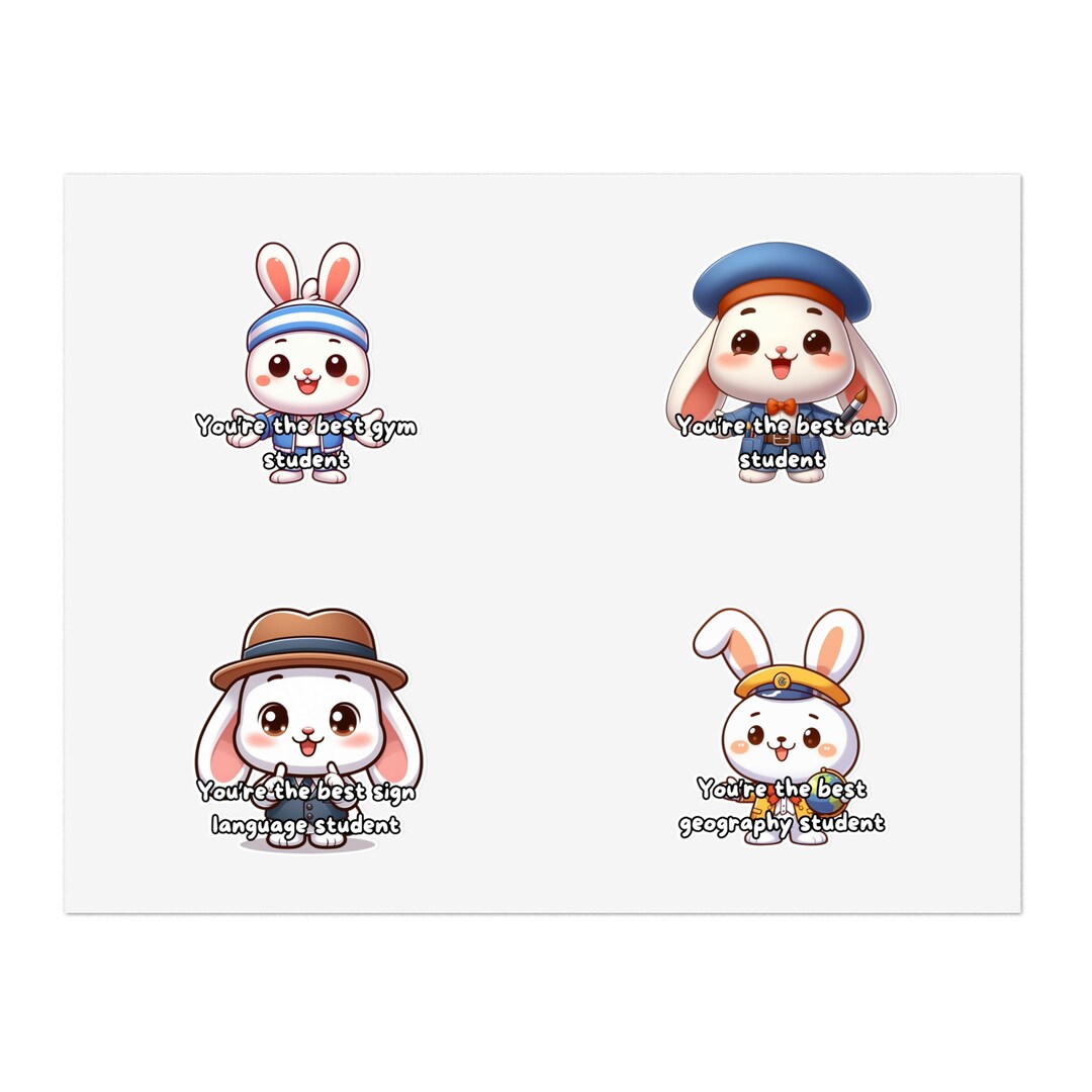 Bunny Great Job Student Stickers Sheets for Kids - Etsy