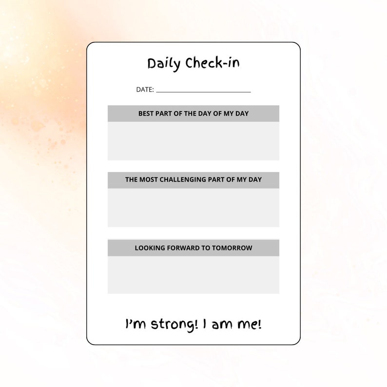Printable Daily Check-in for Kids Best Part of My Day, Most Challenging ...
