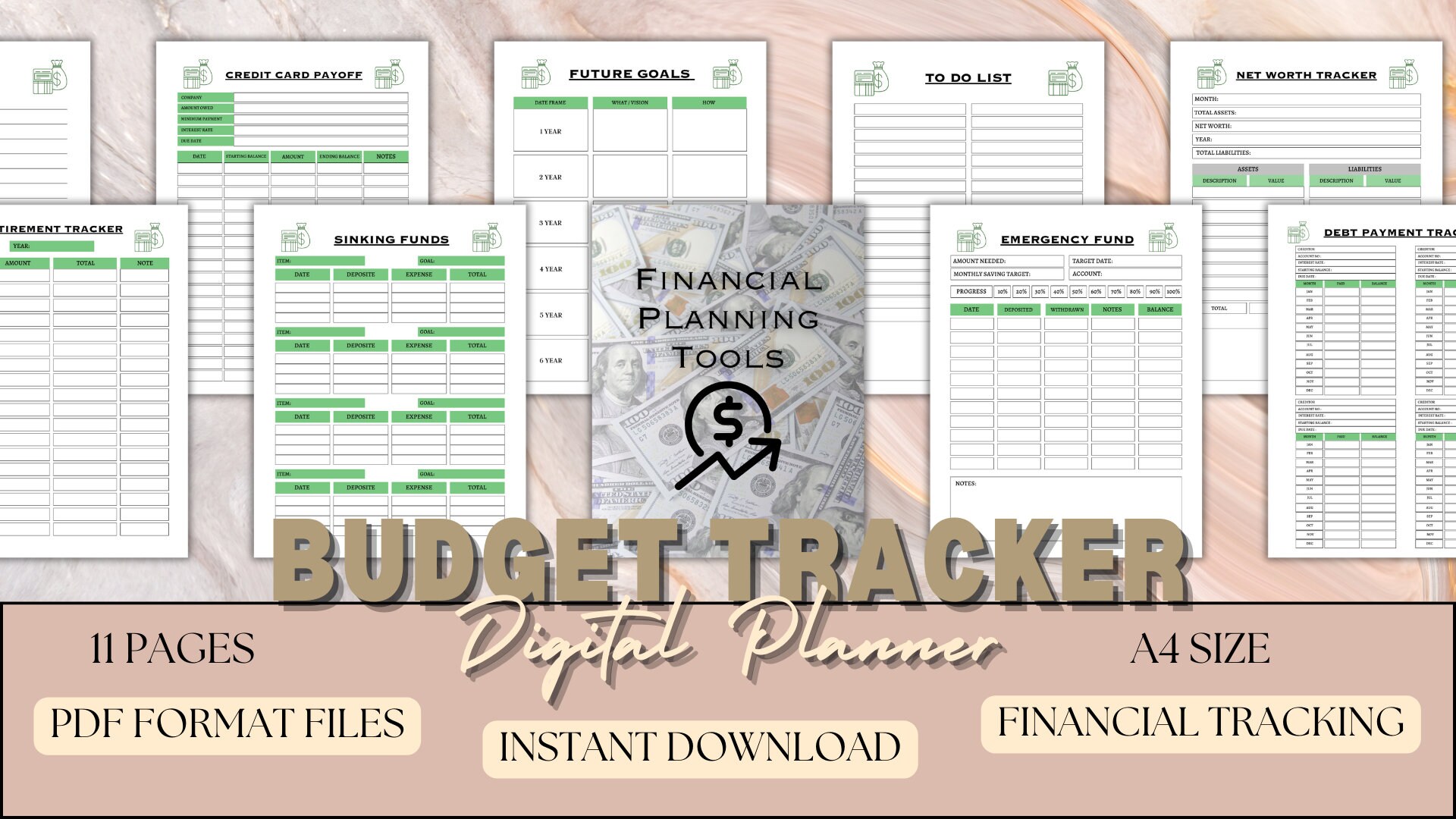 Financial Planning Tools Personal Budget Tracker Digital Planner - Etsy