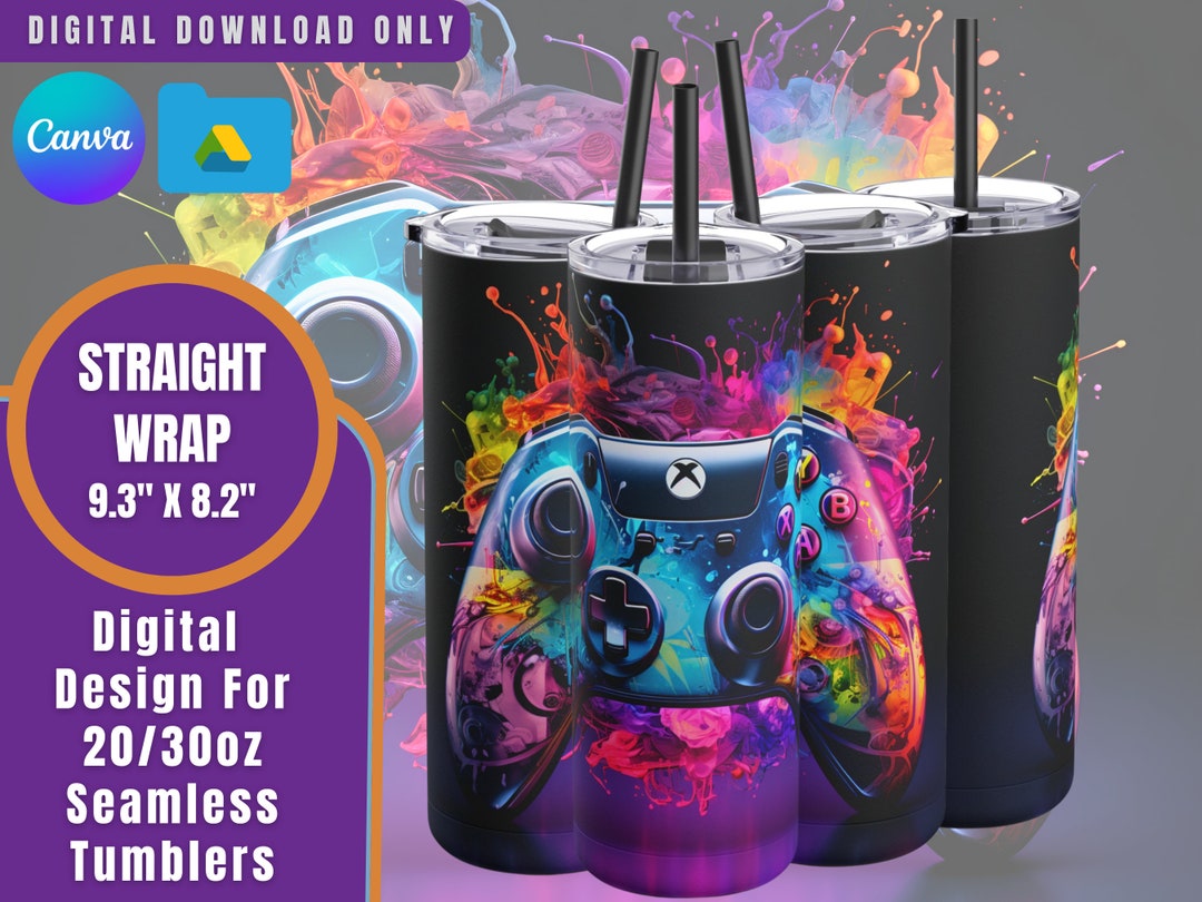 3D Video Game Controller Tumbler Sublimation Design, Straight Tapered ...