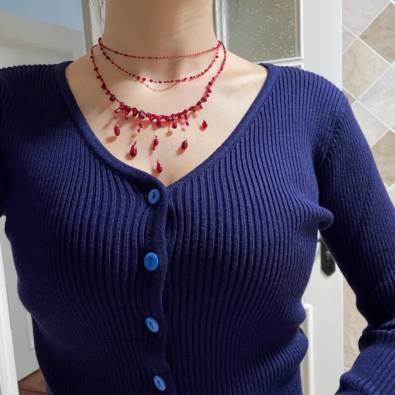 Layered Blood Resin Necklace ,halloween Unique Gift ，vampire Dress Up ...