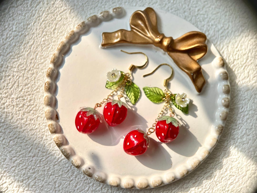Fruit Earrings, Red Strawberries Earrings,cute Dangle Earring for Girls ...