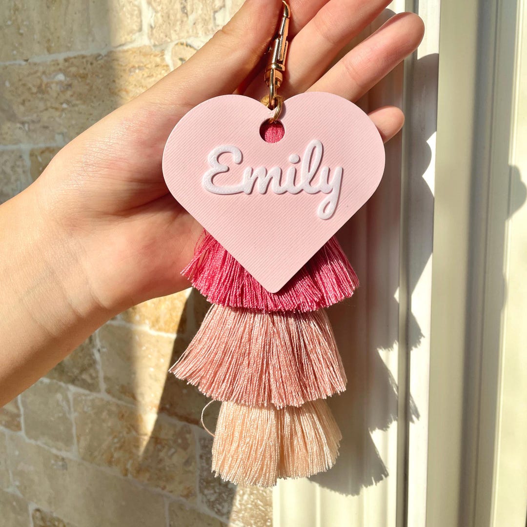 Personalized Name Keychain With Tassel,doubleside Bag Charm, Bag Name ...