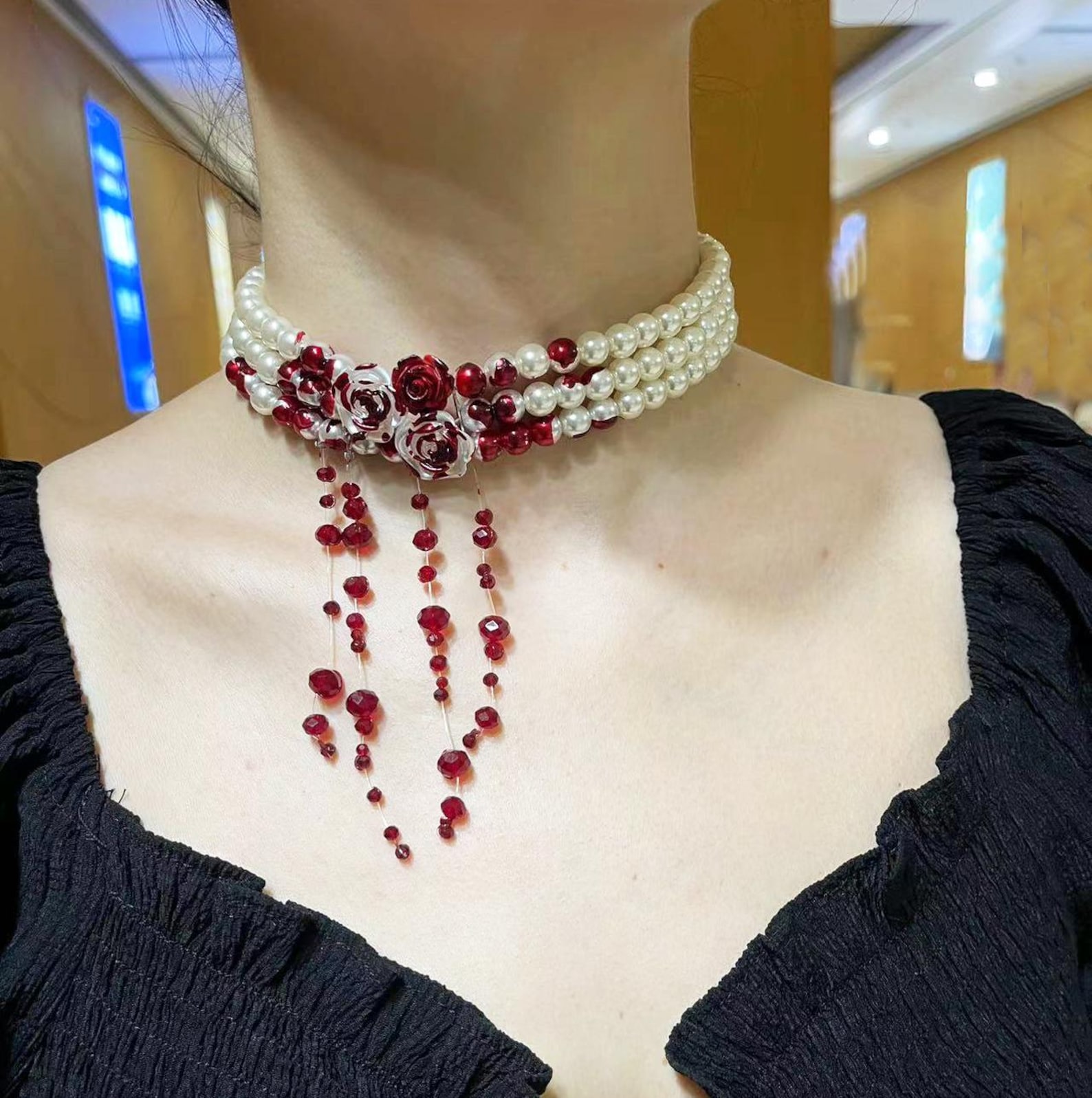 Bloody Pearl Choker Necklace,horror Jewellery for Halloween Decor - Etsy
