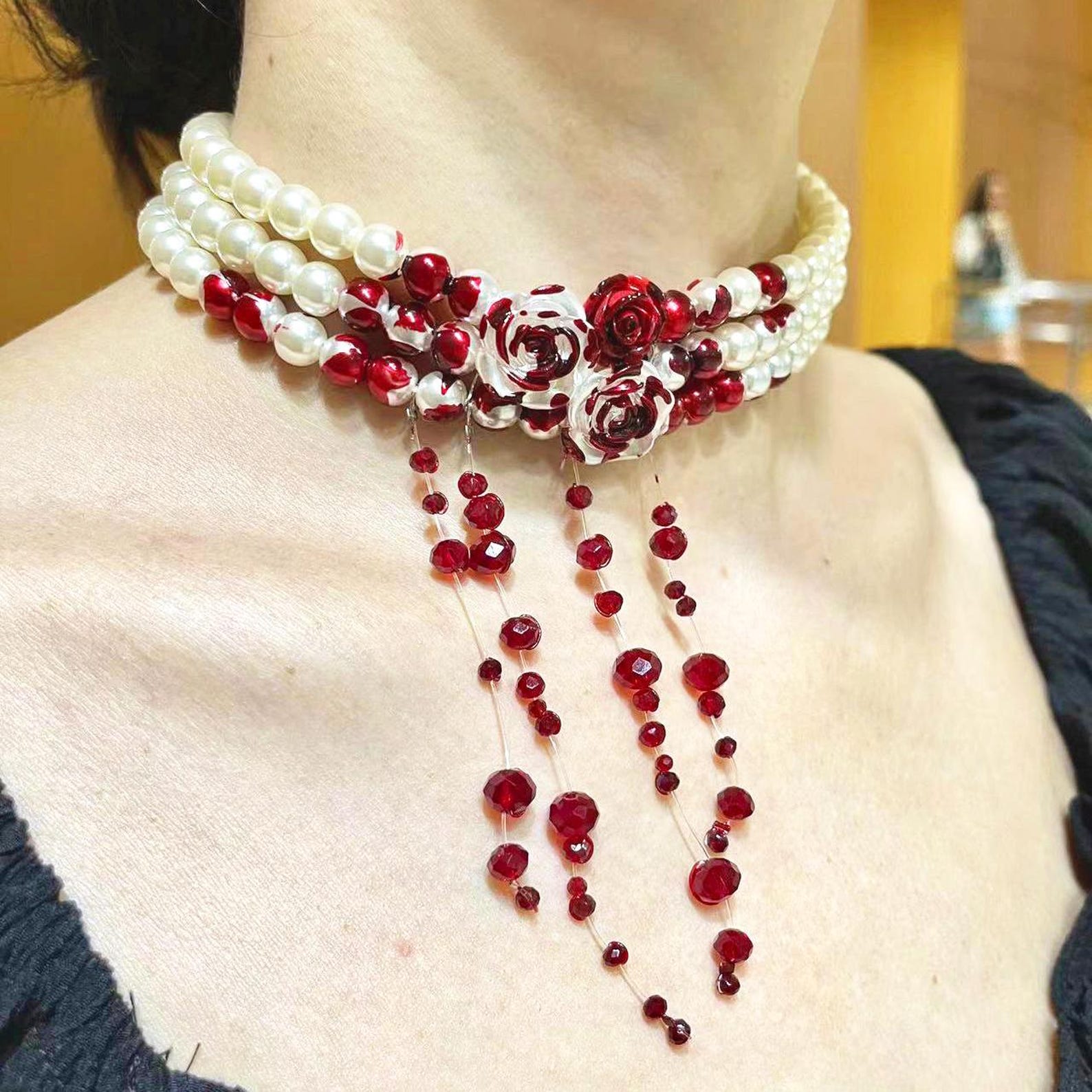 Bloody Pearl Choker Necklace,horror Jewellery for Halloween Decor - Etsy