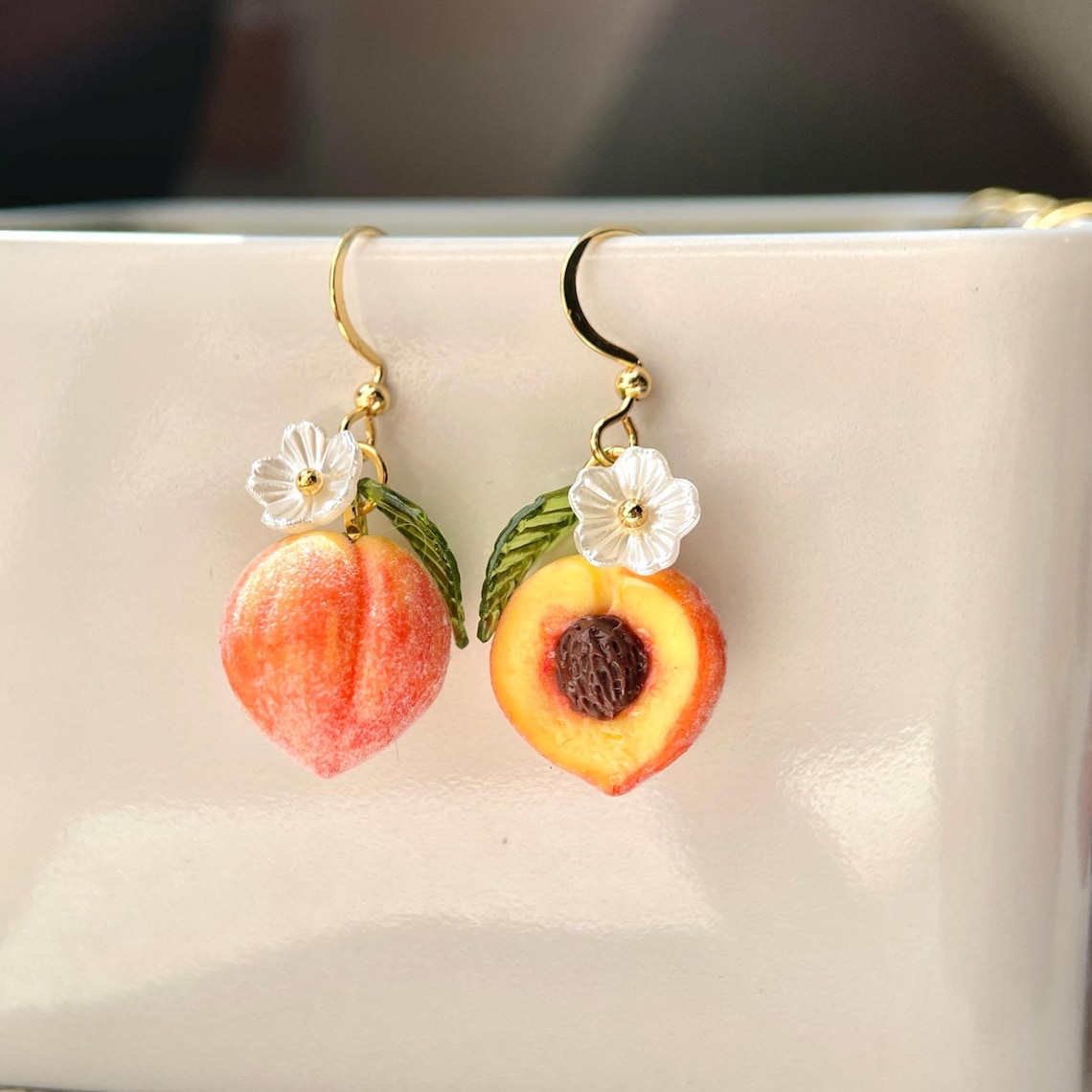 Peach Earrings ,statement Earrings, Summer Fruit Cute Earrings Gift for ...