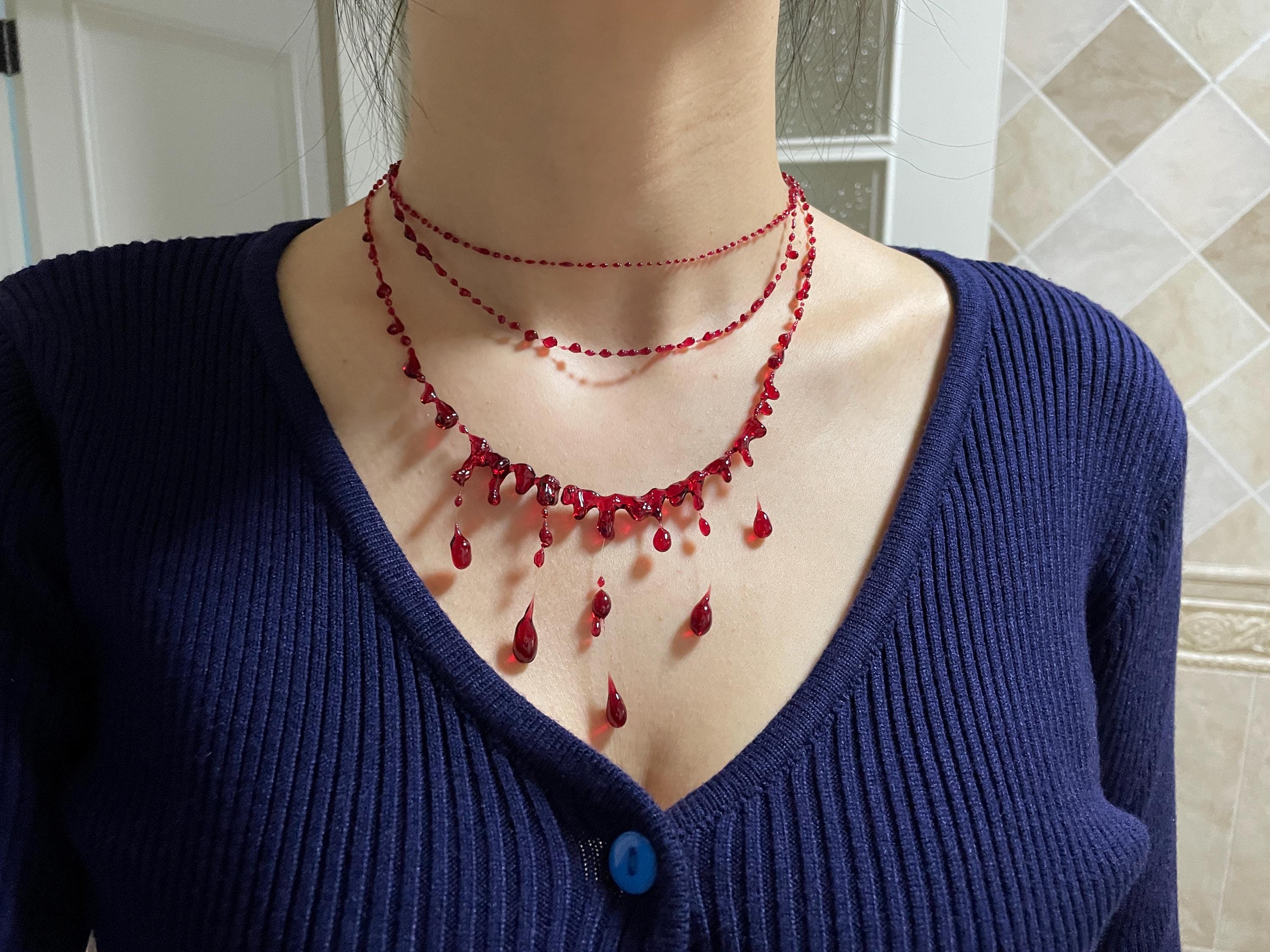 Layered Blood Resin Necklace ,halloween Unique Gift ，vampire Dress Up ...