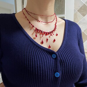 Layered Blood Resin Necklace ,halloween Unique Gift ，vampire Dress Up ...