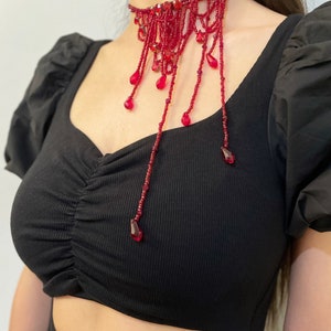 Halloween Decoration, Red Beaded Bleeding Necklace，horror Jewellery ...