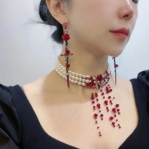 Bloody Pearl Choker Necklace,horror Jewellery for Halloween Decor - Etsy