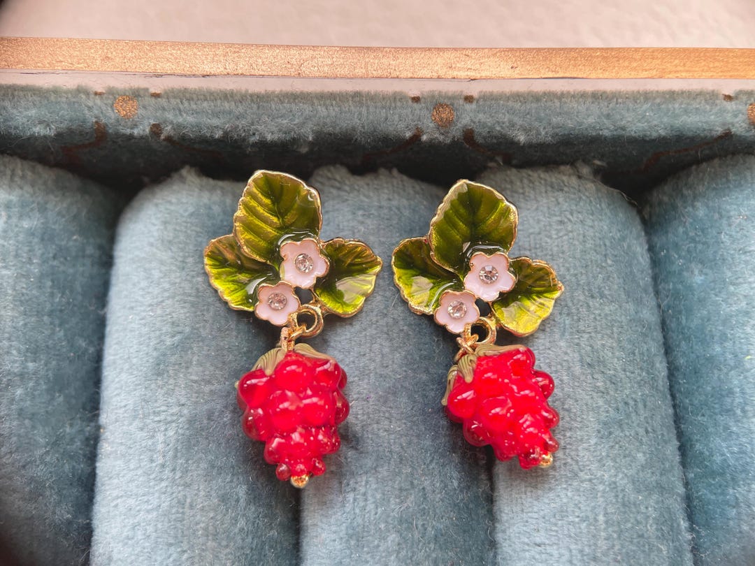 Fruit Earrings, Red Raspberry Earrings,cute Dangle Earring for Girls - Etsy