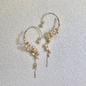 Bridal Ear Wrap,pearl Ear Cuff, MOP Tiny Flower Statement Earring, Cuff ...