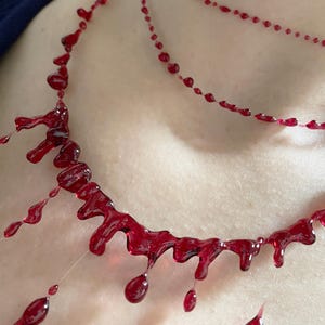 Layered Blood Resin Necklace ,halloween Unique Gift ，vampire Dress Up ...