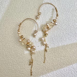Bridal Ear Wrap,pearl Ear Cuff, MOP Tiny Flower Statement Earring, Cuff ...