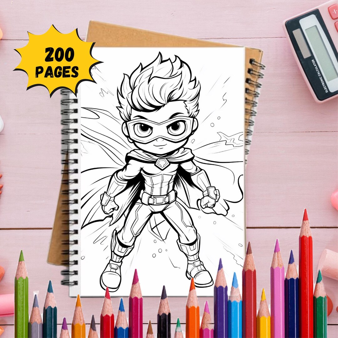 200 Cute Superhero Coloring Pages PDF Download Digital Art for Kids - Etsy