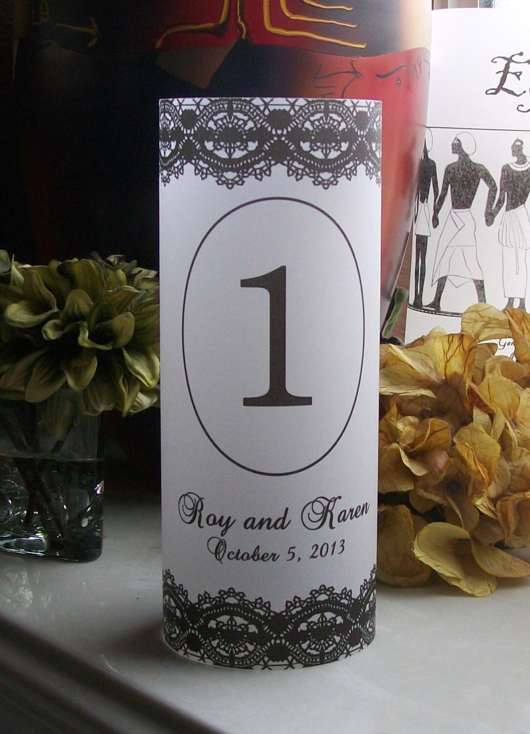 Table Number Luminarie Centerpiece - Vintage Victorian Black Lace ...