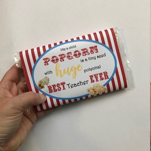 Popcorn Wrapper - TEACHER Thank You - Educator - Microwave Popcorn ...