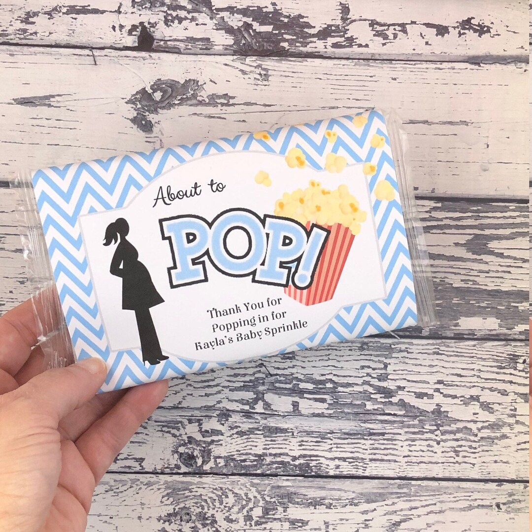 Popcorn Wrapper - Baby Shower BOY - Microwave Popcorn Sleeve - Favor ...