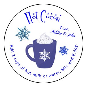 Hot Chocolate Mix Labels - Personalized Holiday Hot Cocoa ROUND ...