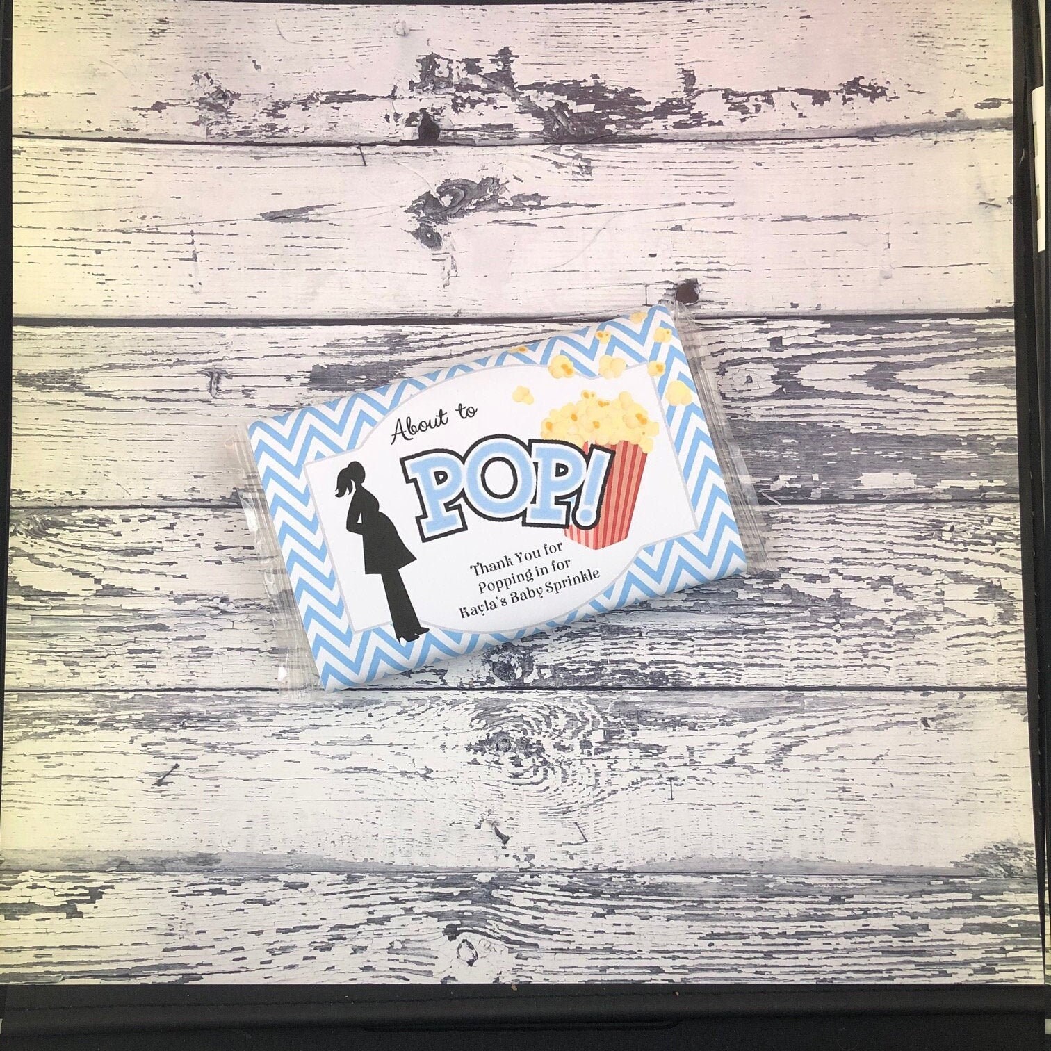 Popcorn Wrapper - Baby Shower BOY - Microwave Popcorn Sleeve - Favor ...
