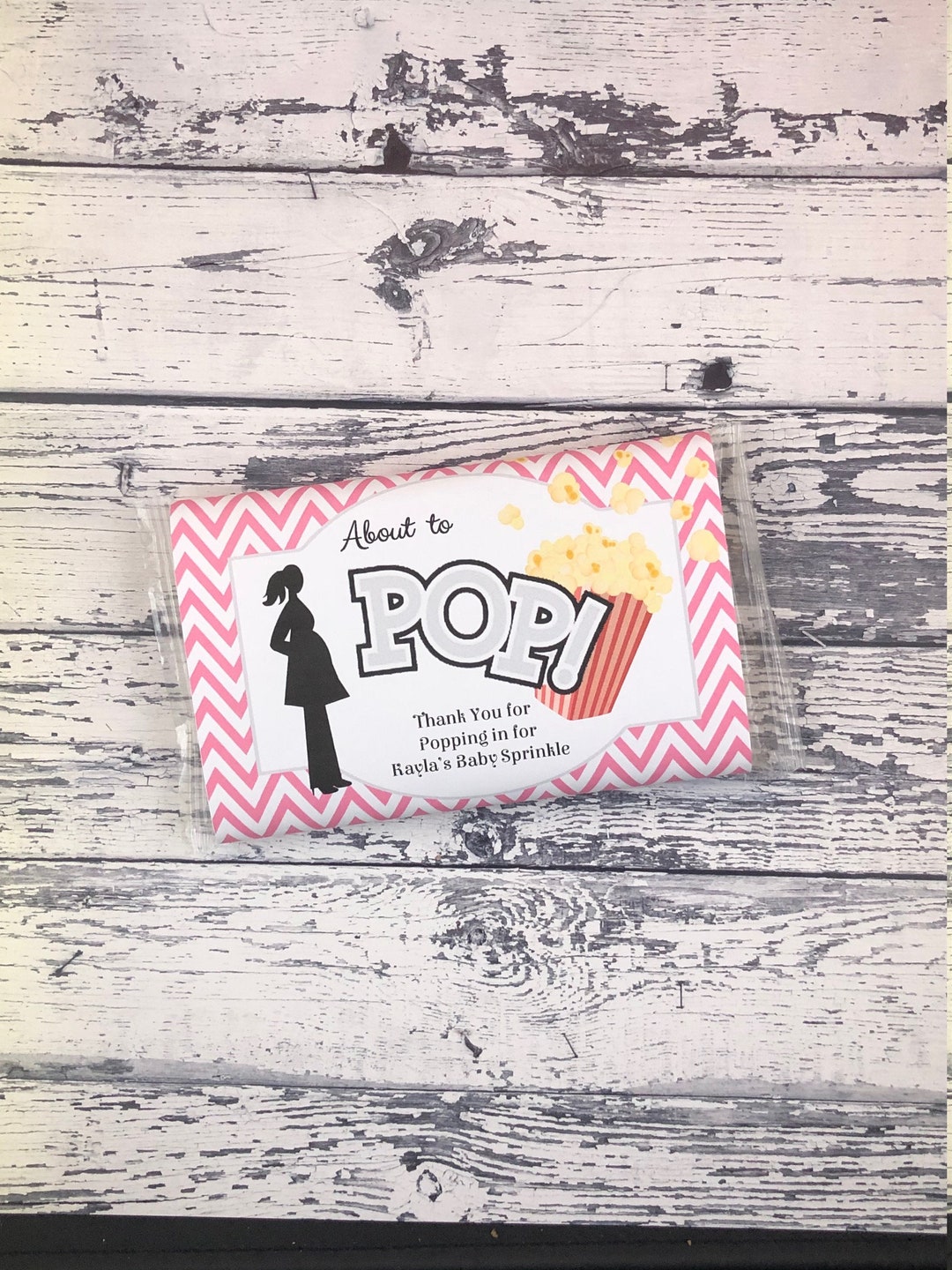 Popcorn Wrapper - Baby Shower GIRL - Microwave Popcorn Sleeve - Favor ...