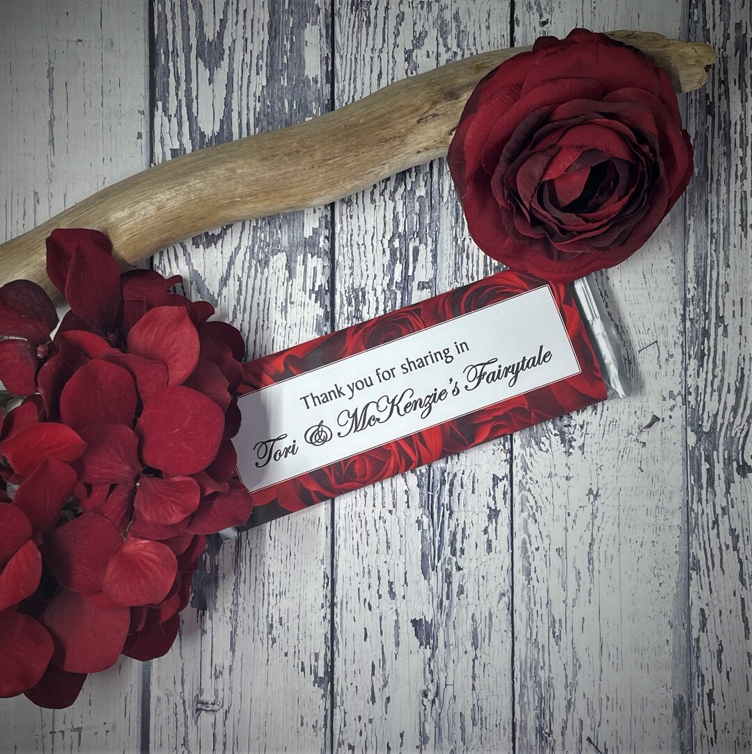 Candy Bar Wrapper - RED ROSES - Sleeve - Favor - Wrappers - Chocolate ...