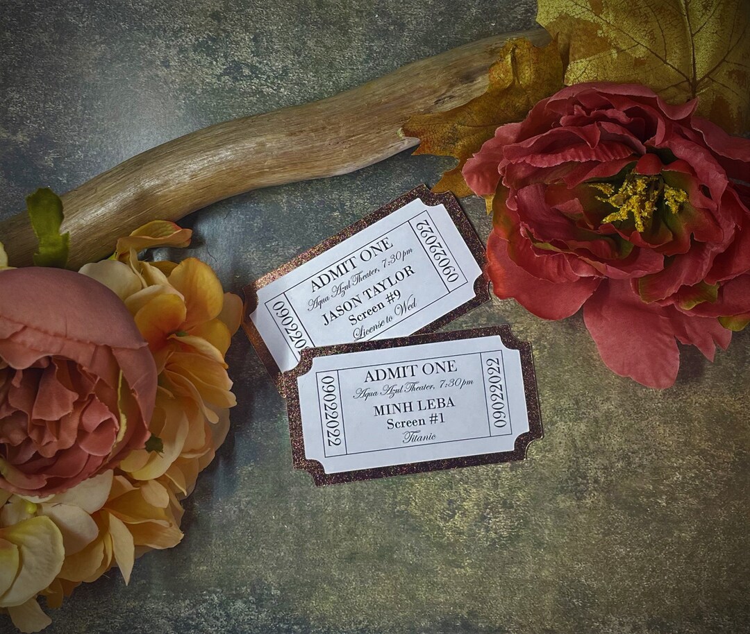 Movie Ticket Place Card Escort Card Customized Personalized Hollywood ...