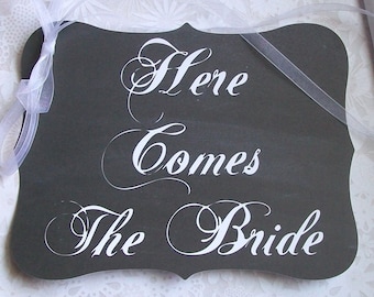 Here Comes the Bride Sign Wedding Procession Sign Back of | Etsy