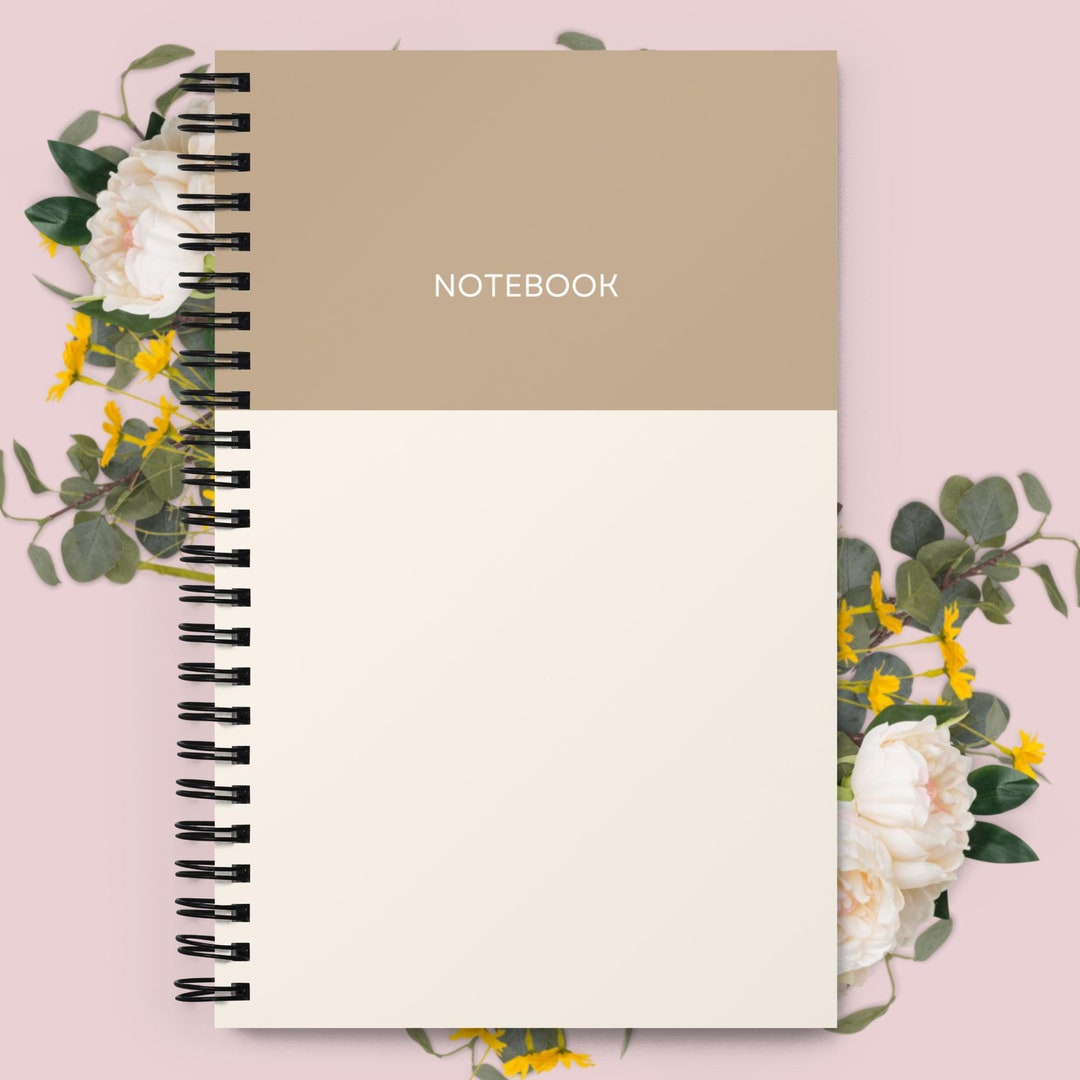 Spiral Notebook Split Stripe, Tan and Cream Notebook, Spiral Bound ...