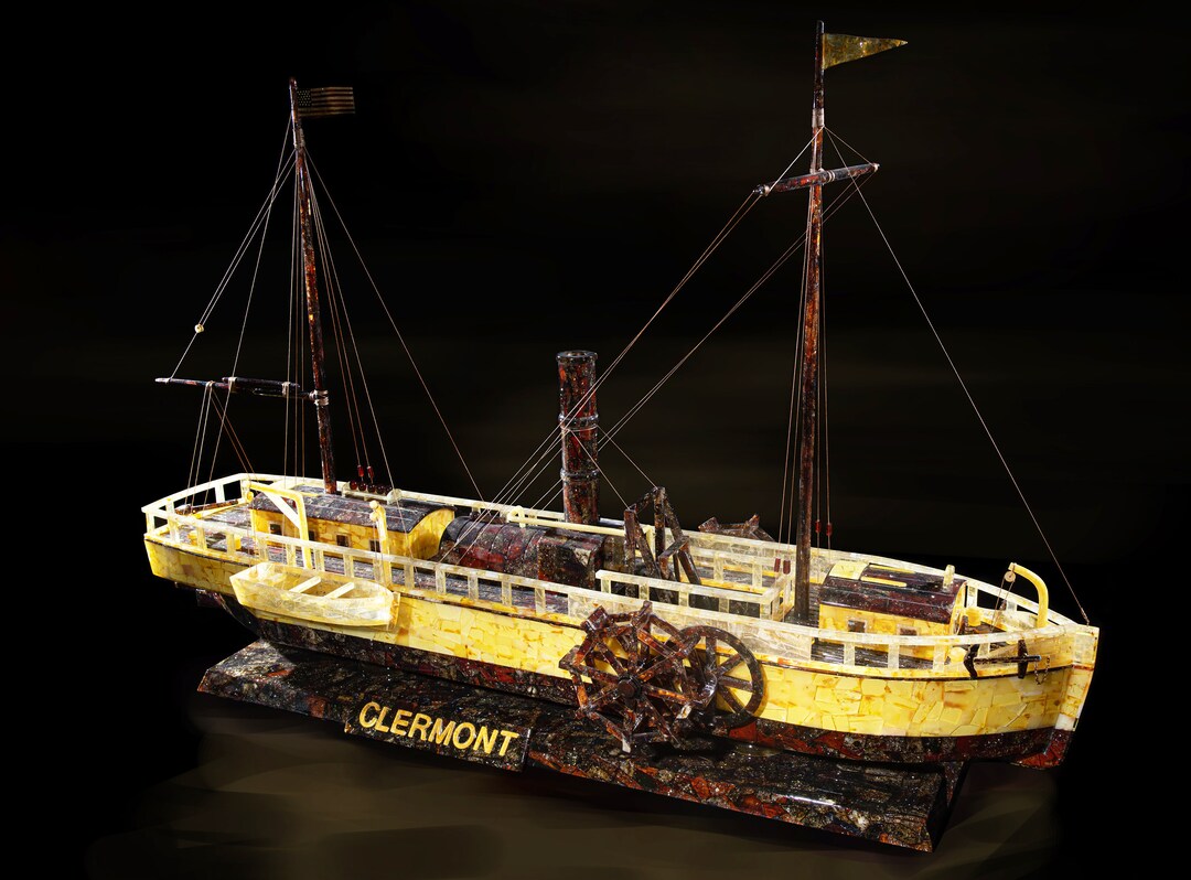 Handmade Steamship Model Made of Natural Amber Luxury Amber Sailboat ...
