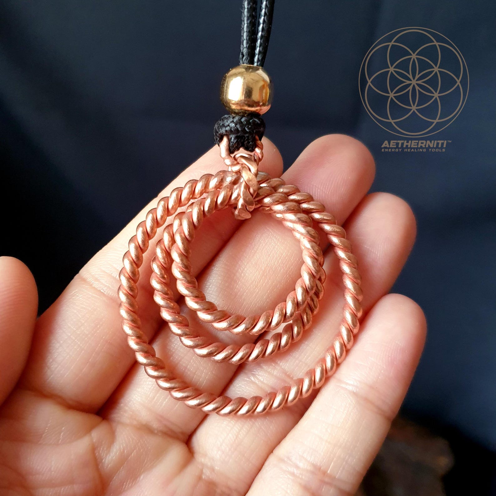 Triple Sacred Tensor Ring Pendant | Copper EMF Protection Necklace - Etsy