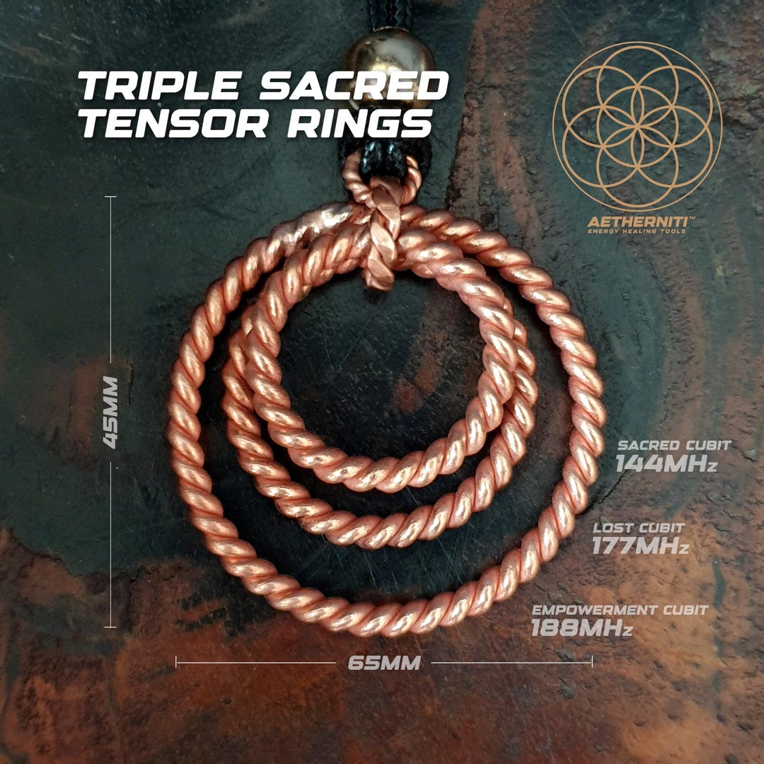 Triple Sacred Tensor Ring Pendant | Copper EMF Protection Necklace - Etsy