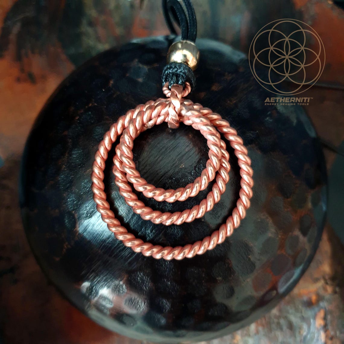 Triple Sacred Tensor Ring Pendant | Copper EMF Protection - Etsy
