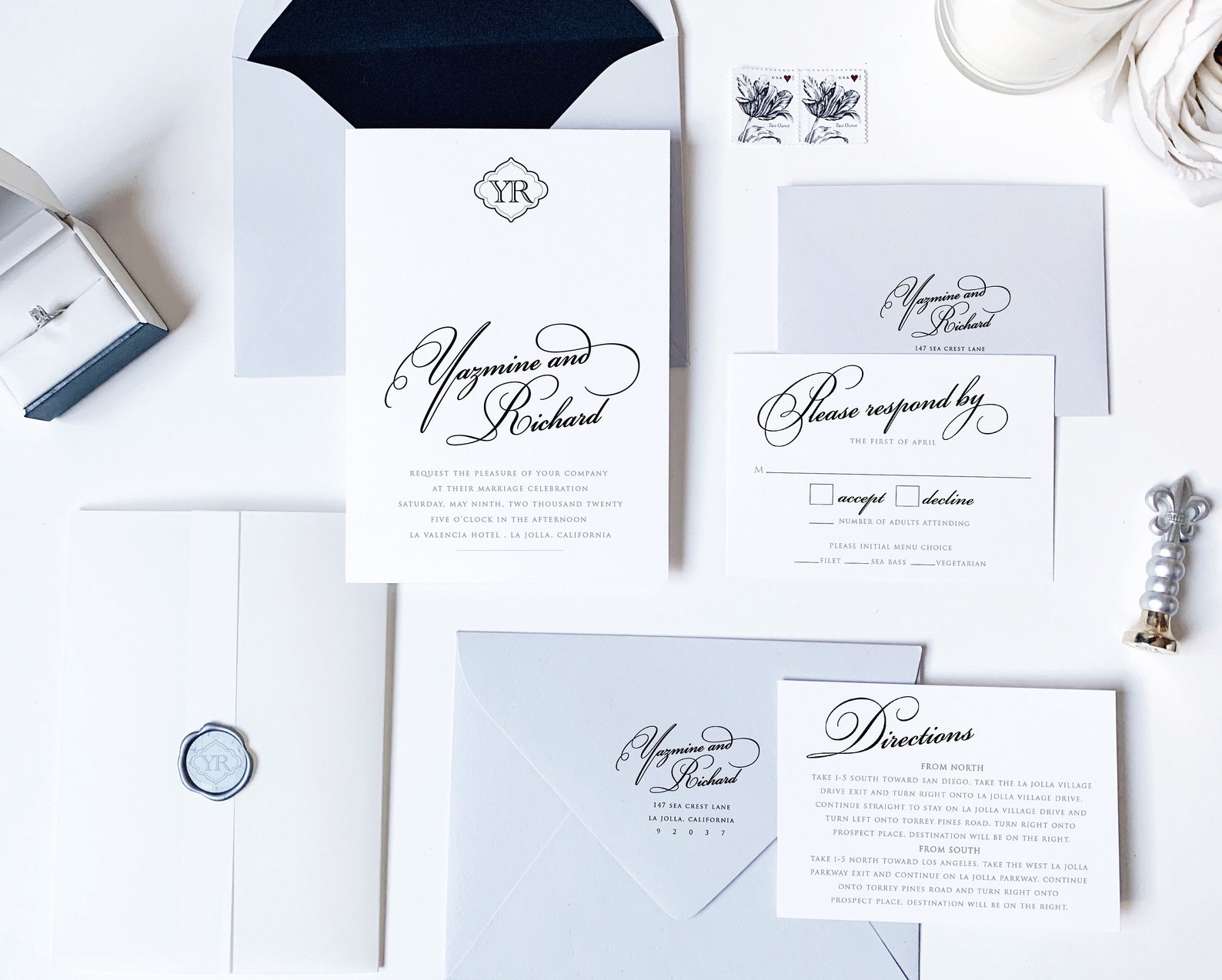 Monogram Wedding Invitations. Modern Style Wedding - Etsy