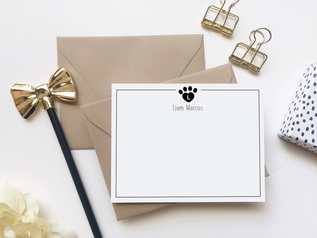 Paw Print Personalized Note Cards. Stationery Cards. Personalized ...