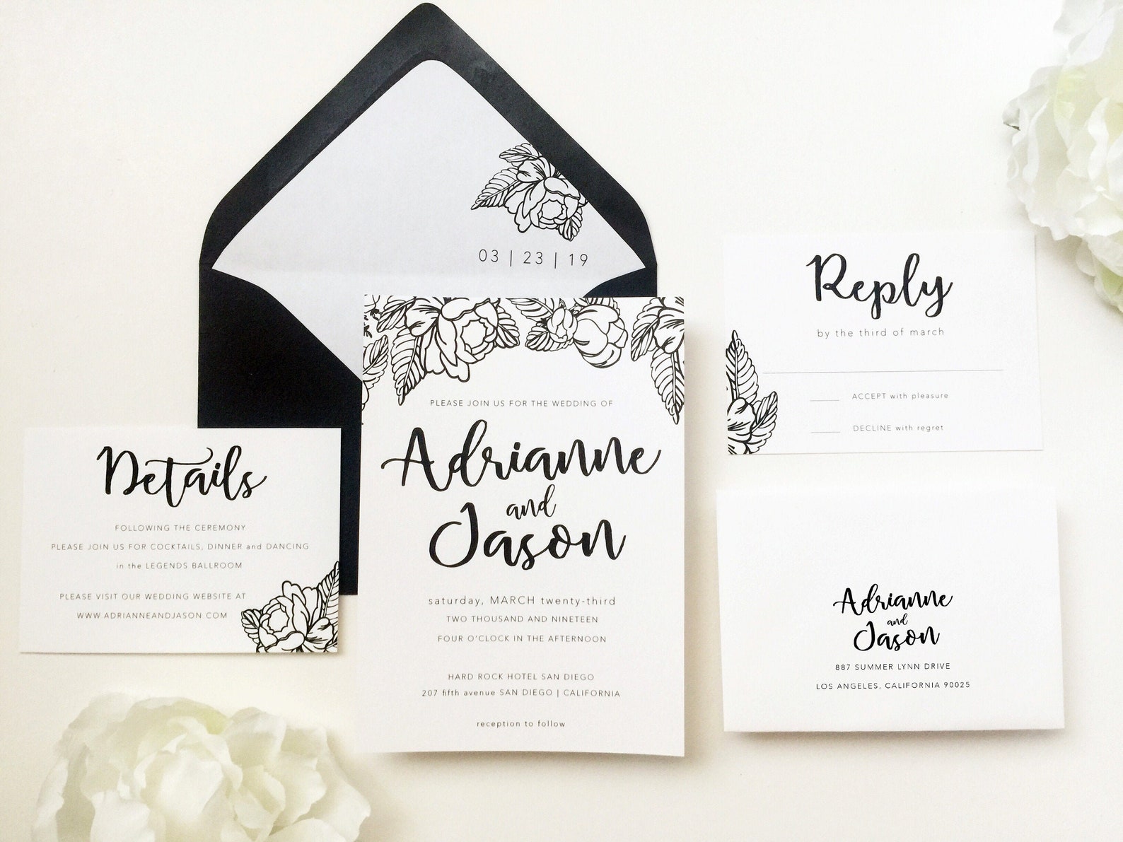 Modern Black and White Wedding Invitations. Modern Style Wedding ...