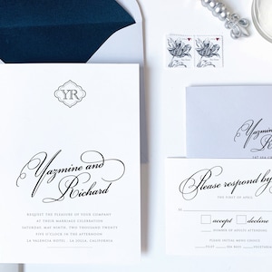 Monogram Wedding Invitations. Modern Style Wedding Invitations. Semi ...