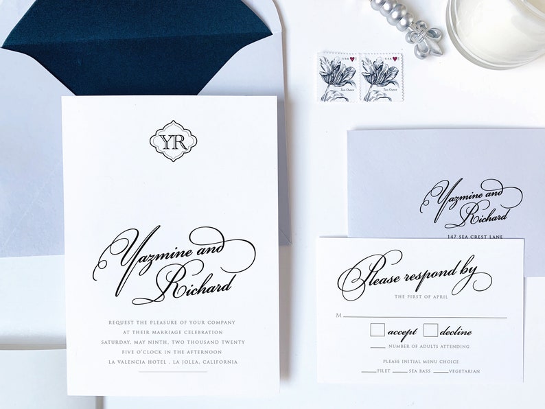 Monogram Wedding Invitations. Modern Style Wedding - Etsy