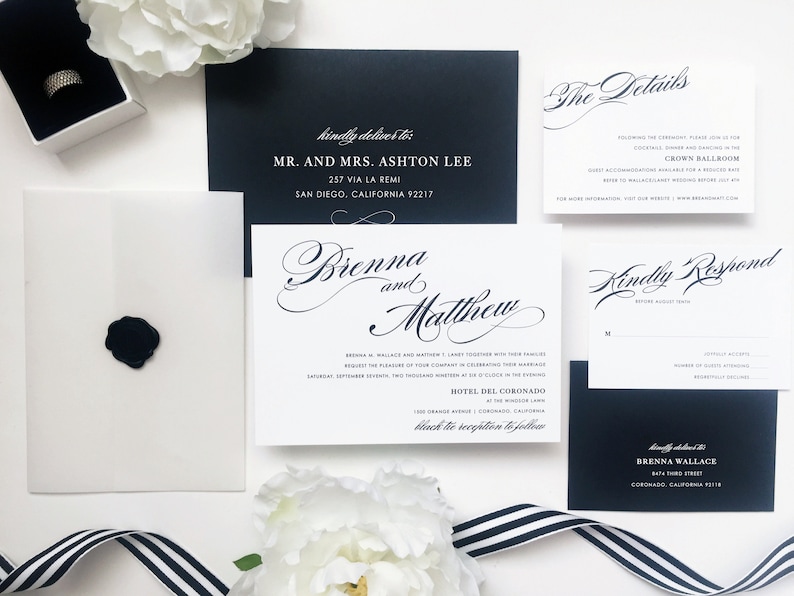 Modern Classic Wedding Invitations. Simple Wedding | Etsy