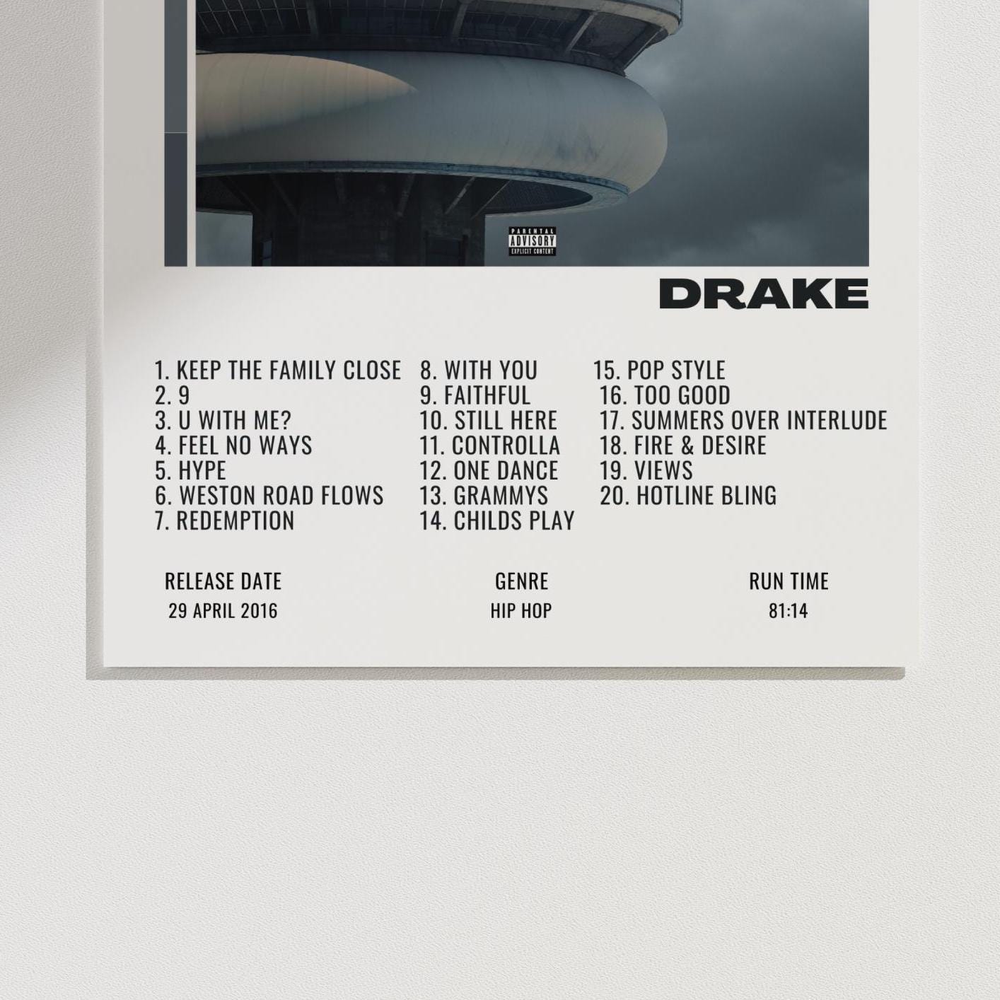 Drake Posters Views Album Cover Poster Drake Album Art Digital Posters ...