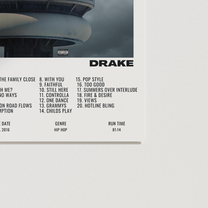 Drake Posters Views Album Cover Poster Drake Album Art Digital Posters ...
