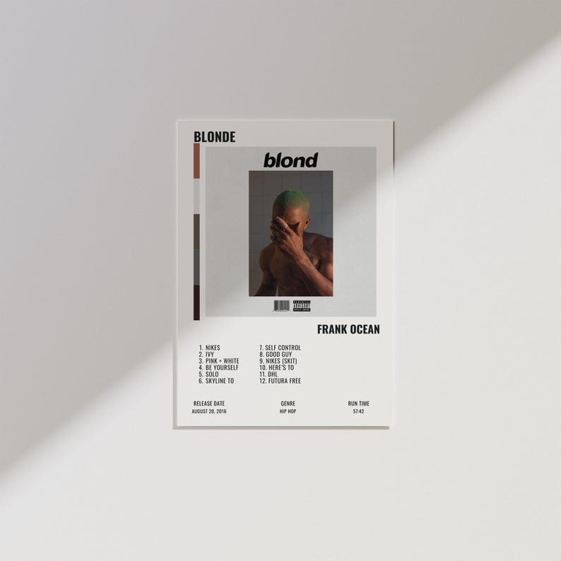 Frank Ocean Blonde Album Poster: Tracklist Art (digital Download) - Etsy